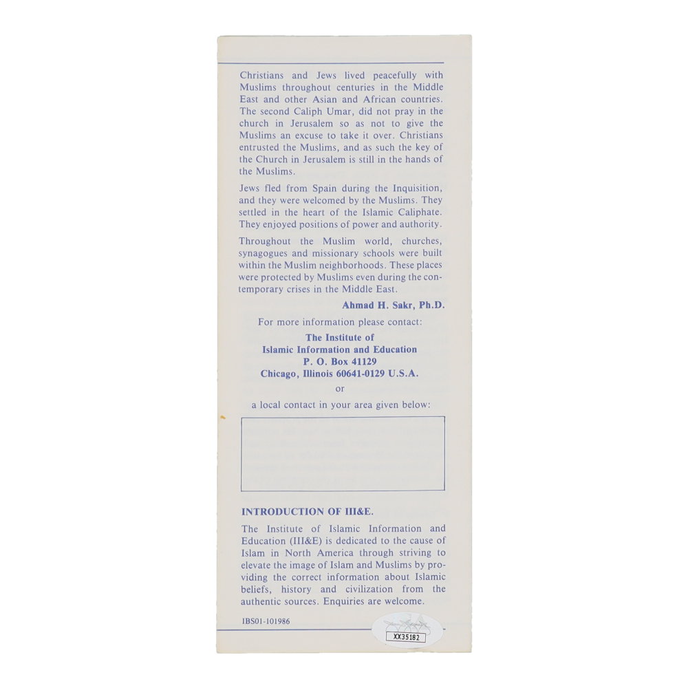 Muhammad Ali Signed "Introducing Islam" Pamphlet Inscribed "91" (JSA ...