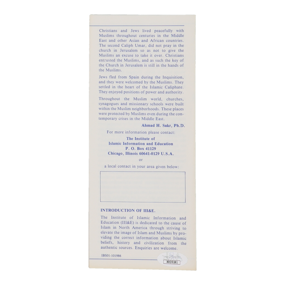 Muhammad Ali Signed "Introducing Islam" Pamphlet Inscribed "91" (JSA ...