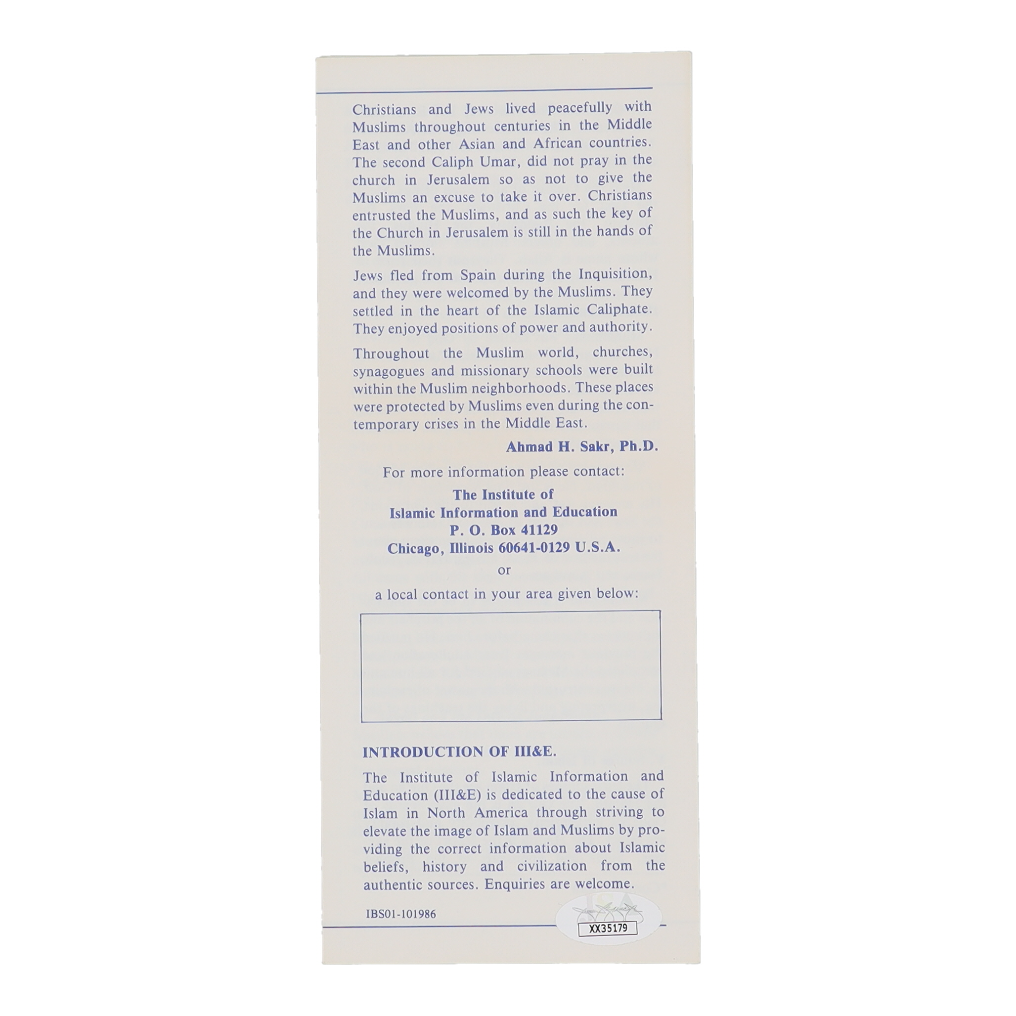 Muhammad Ali Signed "Introducing Islam" Pamphlet Inscribed "91" (JSA ...