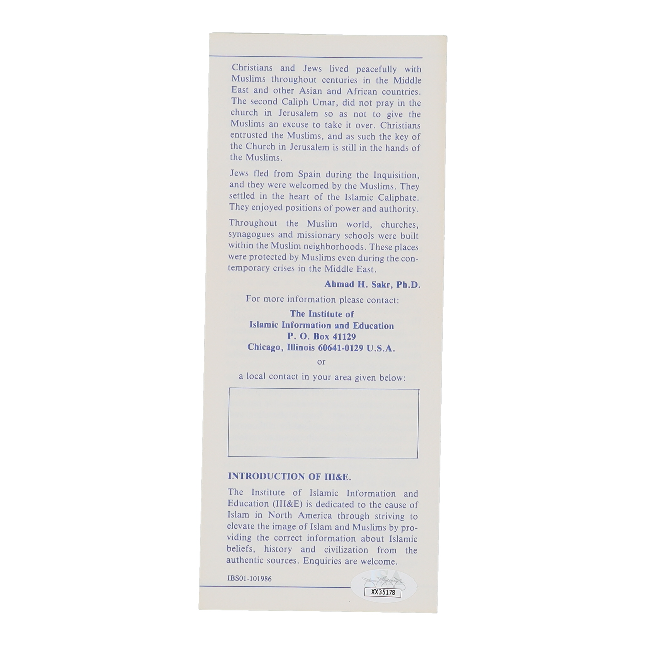 Muhammad Ali Signed "Introducing Islam" Pamphlet Inscribed "91" (JSA ...