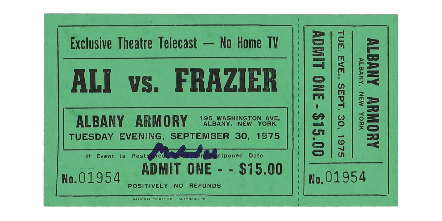 Muhammad Ali Signed 1975 Ali vs. Frazier Fight Ticket (JSA) | Pristine ...