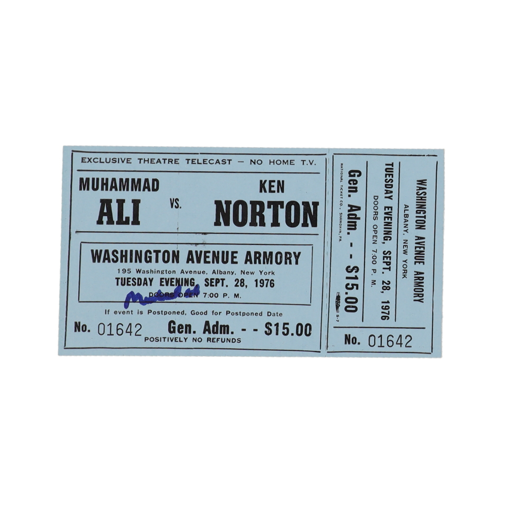 Muhammad Ali Signed 1976 Ali vs. Norton Fight Ticket (JSA) | Pristine ...