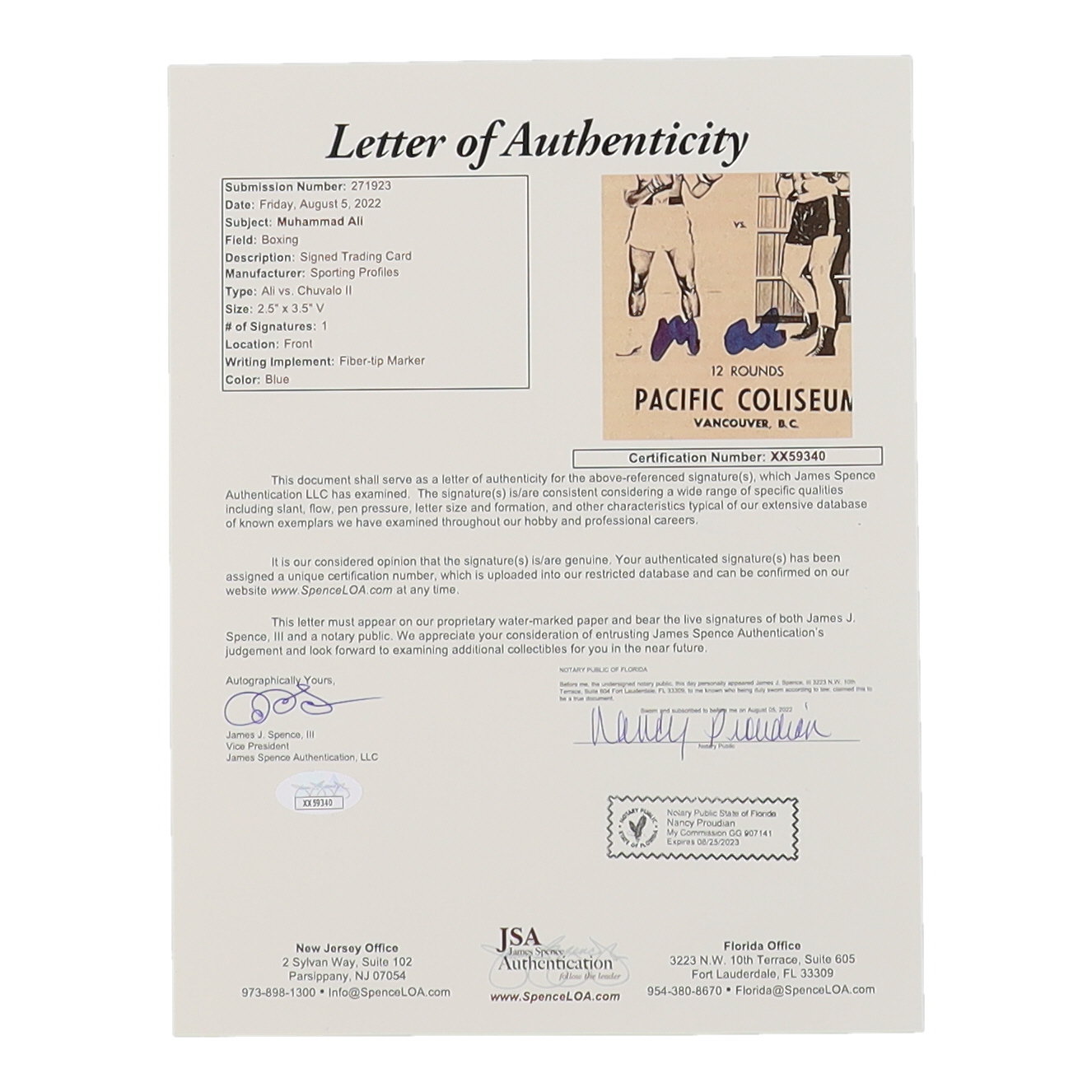 Muhammad Ali Signed Trading Card (JSA) | Pristine Auction