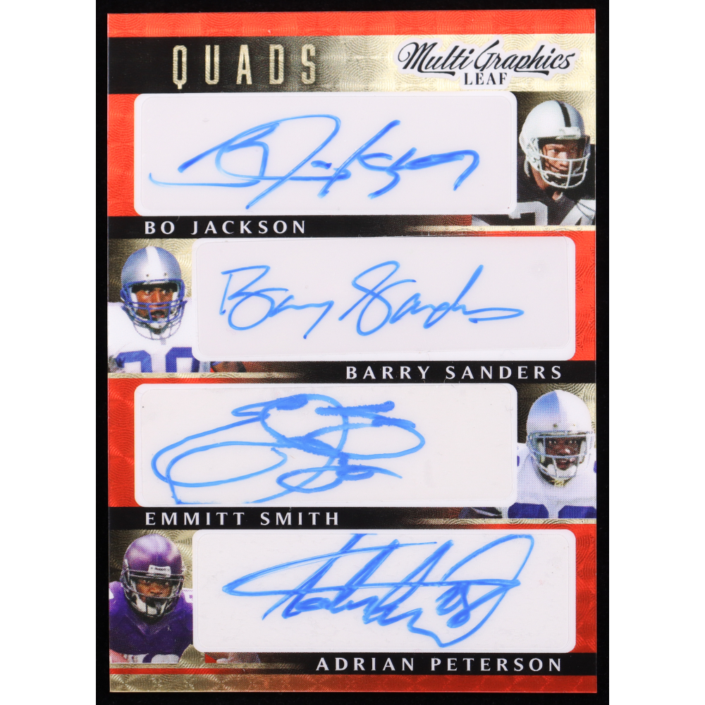Bo Jackson / Barry Sanders / Emmitt Smith / Adrian Peterson 2023 Leaf ...
