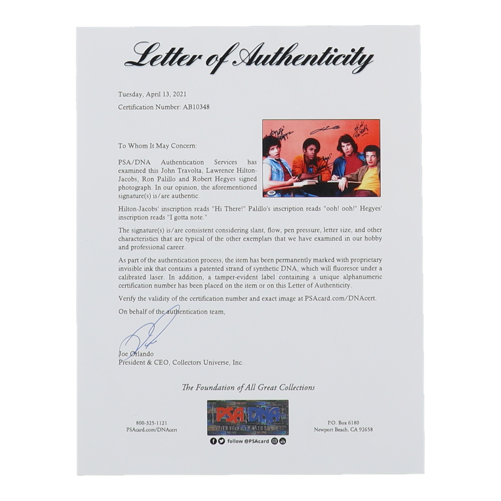 "Welcome Back, Kotter" 10x15 Photo Signed By John Travolta, Lawrence ...