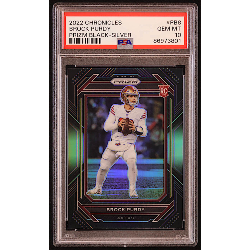 Brock Purdy 2022 Panini Chronicles Prizm Black Silver #8 RC (PSA 10 ...