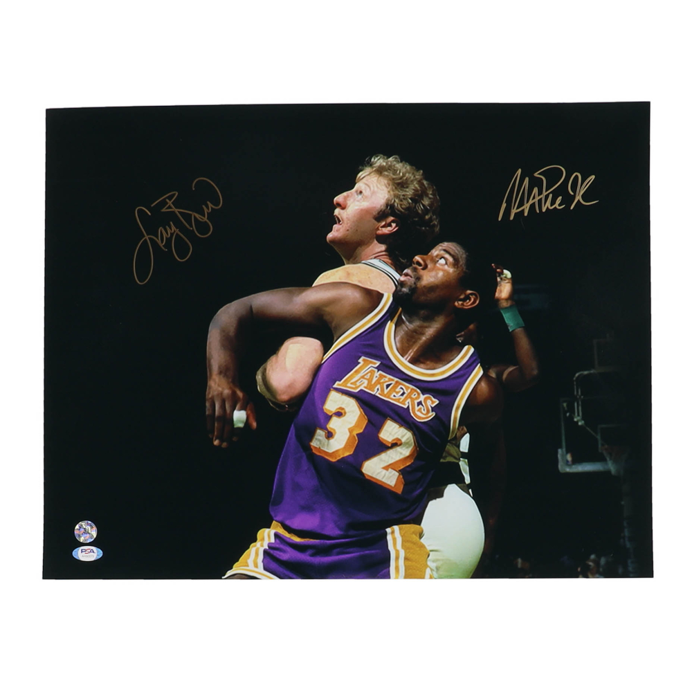 Magic Johnson & Larry Bird Signed 16x20 Photo (PSA & Bird) | Pristine Auction