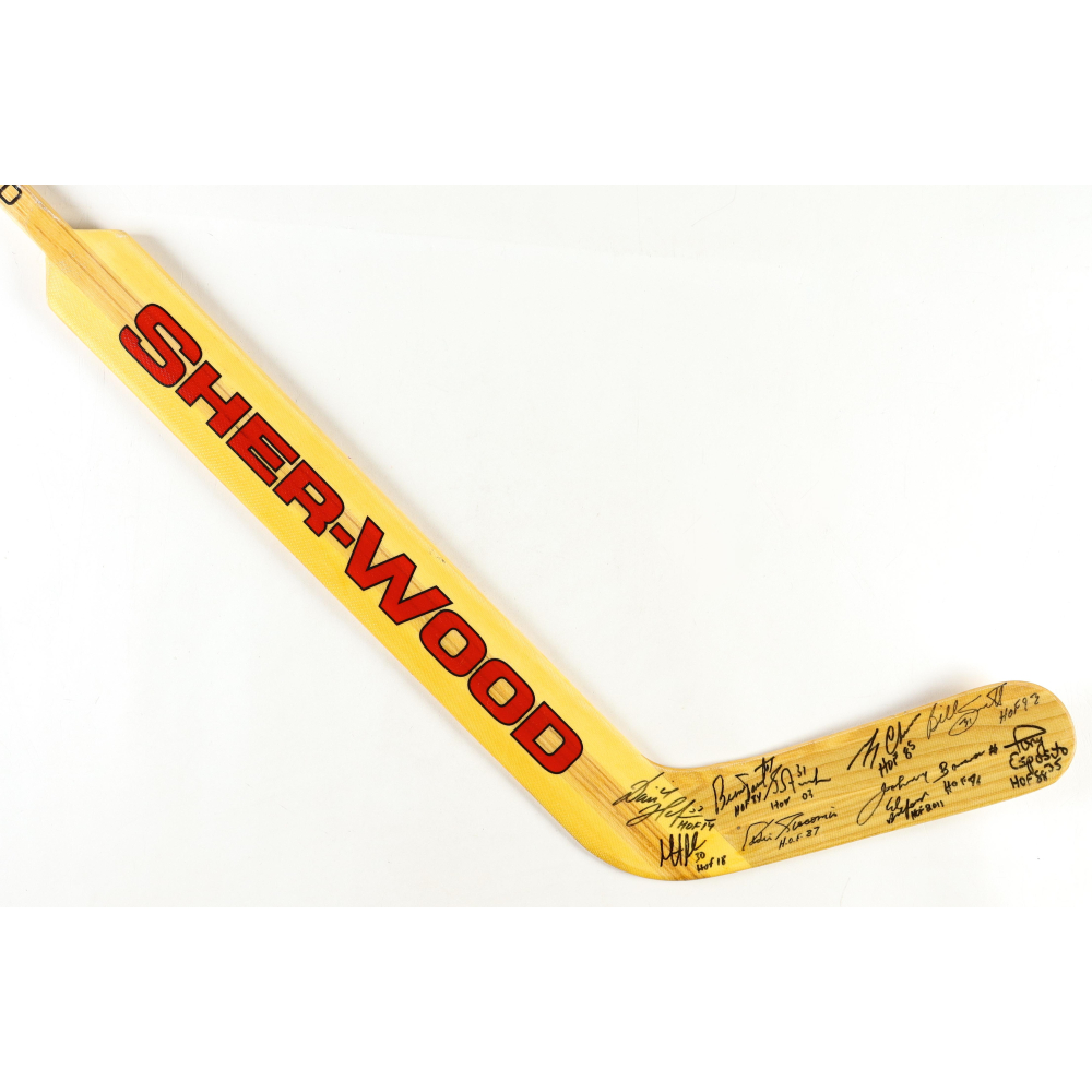 NHL HOFers Sher-Wood Goalie Stick Signed By (10) With Bernie Parent ...
