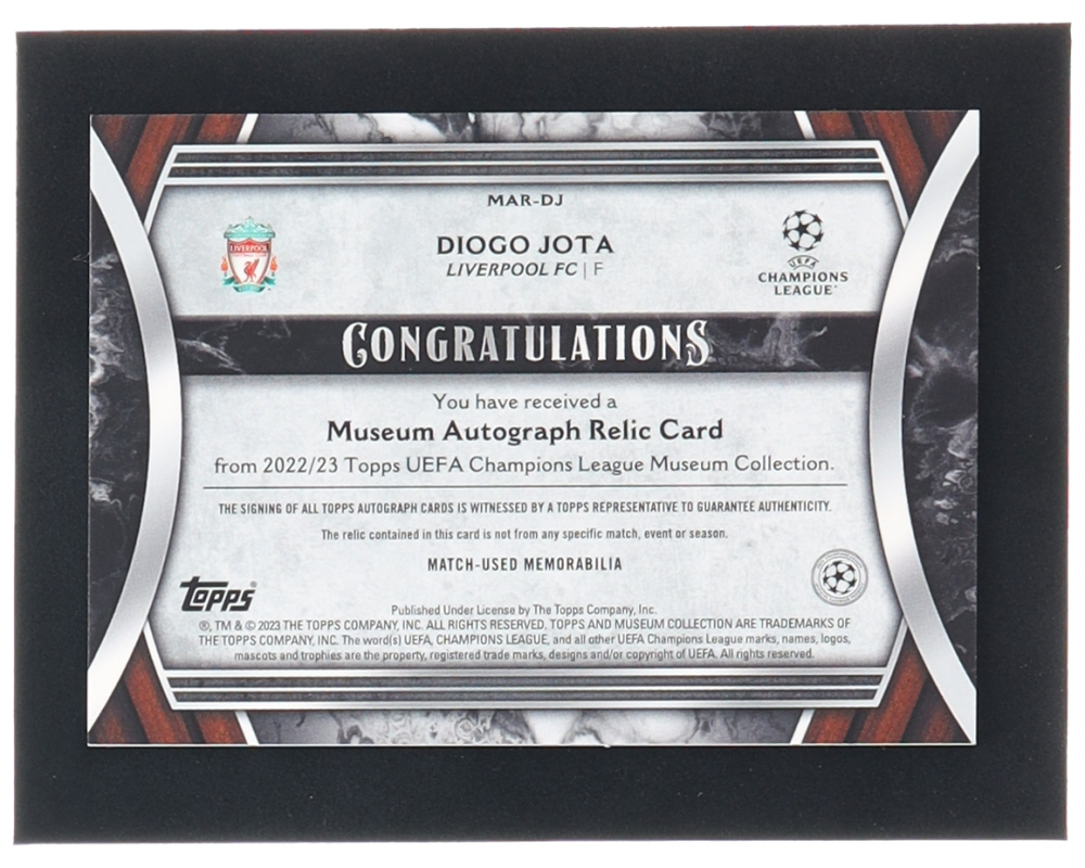 Diogo Jota 2022-23 Topps Museum Collection UEFA Champions League Museum ...