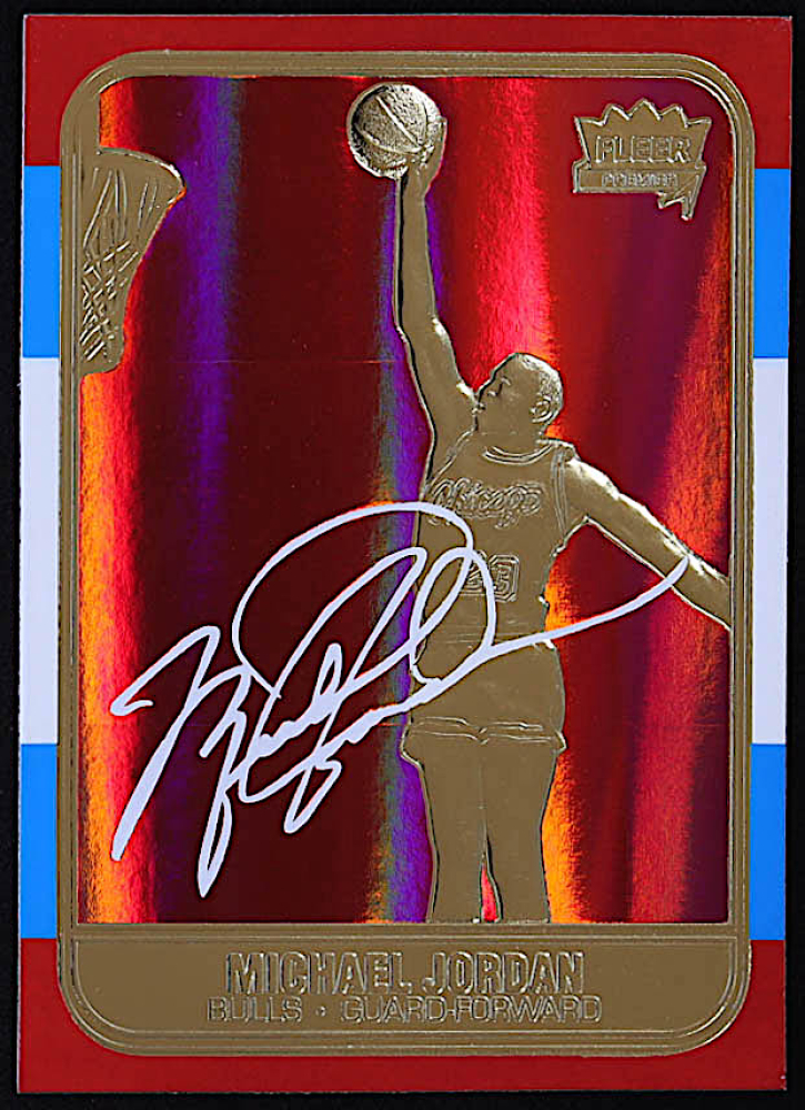 Michael Jordan 1997 Fleer Premier Signature Series Red Holo Refractor ...