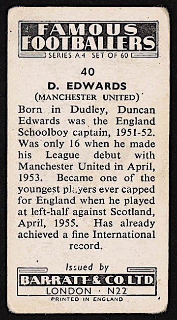 Duncan Edwards 1956 Barratt Famous Footballers Series A4 #40 RC ...
