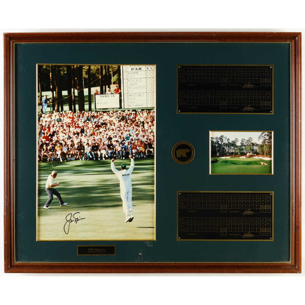 Jack Nicklaus Signed LE 1986 Masters Custom Framed Photo Display With ...