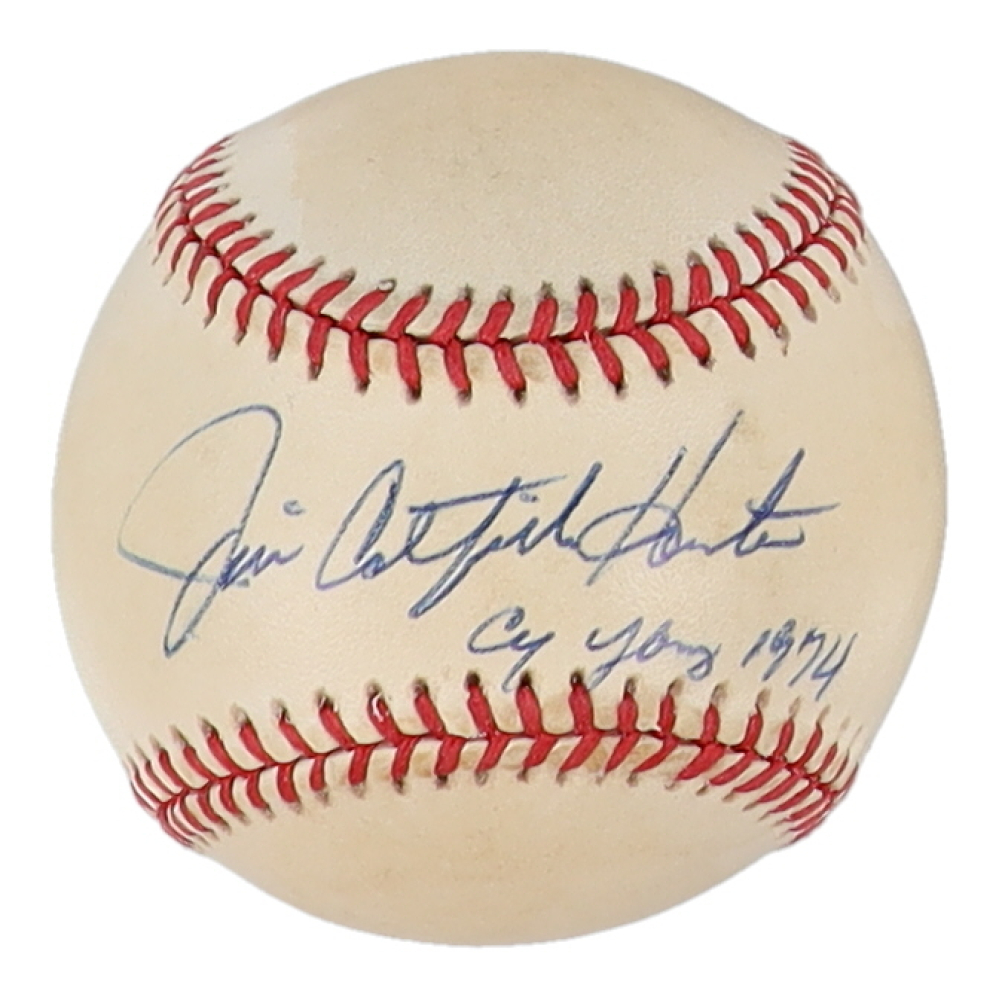 Jim "Catfish" Hunter Signed OAL Baseball Inscribed "CY Young 1974" (JSA ...