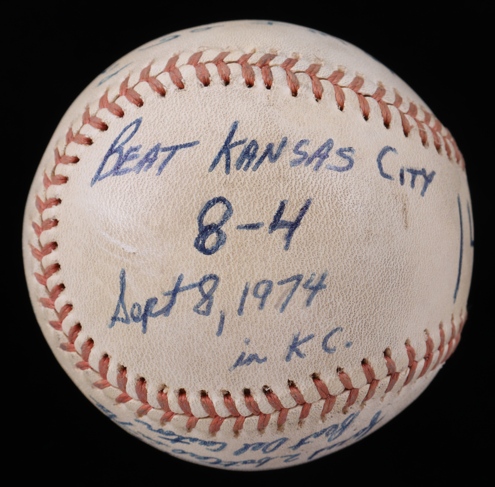 Bert Blyleven Game-Used Hand-Written Stat Baseball from 1974 for 14th ...