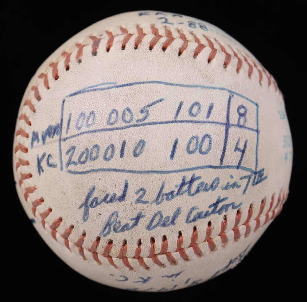 Bert Blyleven Game-Used Hand-Written Stat Baseball from 1974 for 14th ...