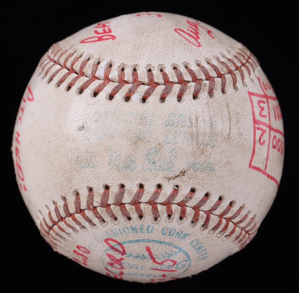 Bert Blyleven Game-Used Hand-Written Stat Baseball from 1974 for 13th ...