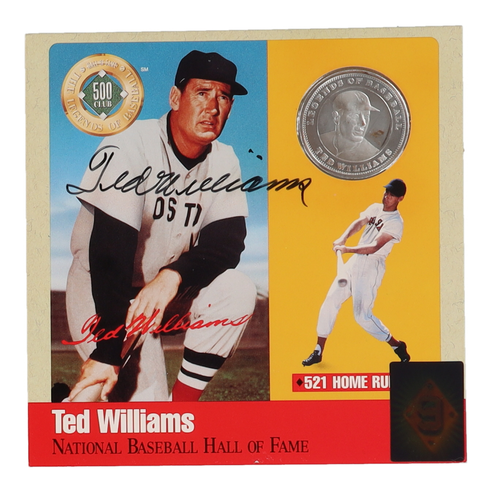 Ted Williams Signed Red Sox Hall Of Fame Cooperstown Photo Card with ...