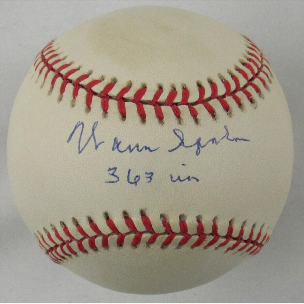 Warren Spahn Signed ONL Baseball Inscribed "363 Win" (JSA) | Pristine ...