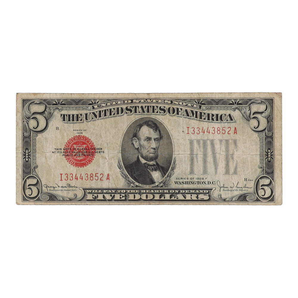 1928-F United States $5 Five Dollar Bank Note | Pristine Auction