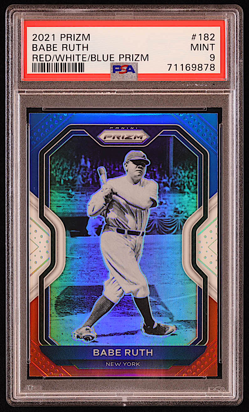 Babe Ruth 2021 Panini Prizm Prizms Red White and Blue #182 (PSA 9) | Pristine Auction