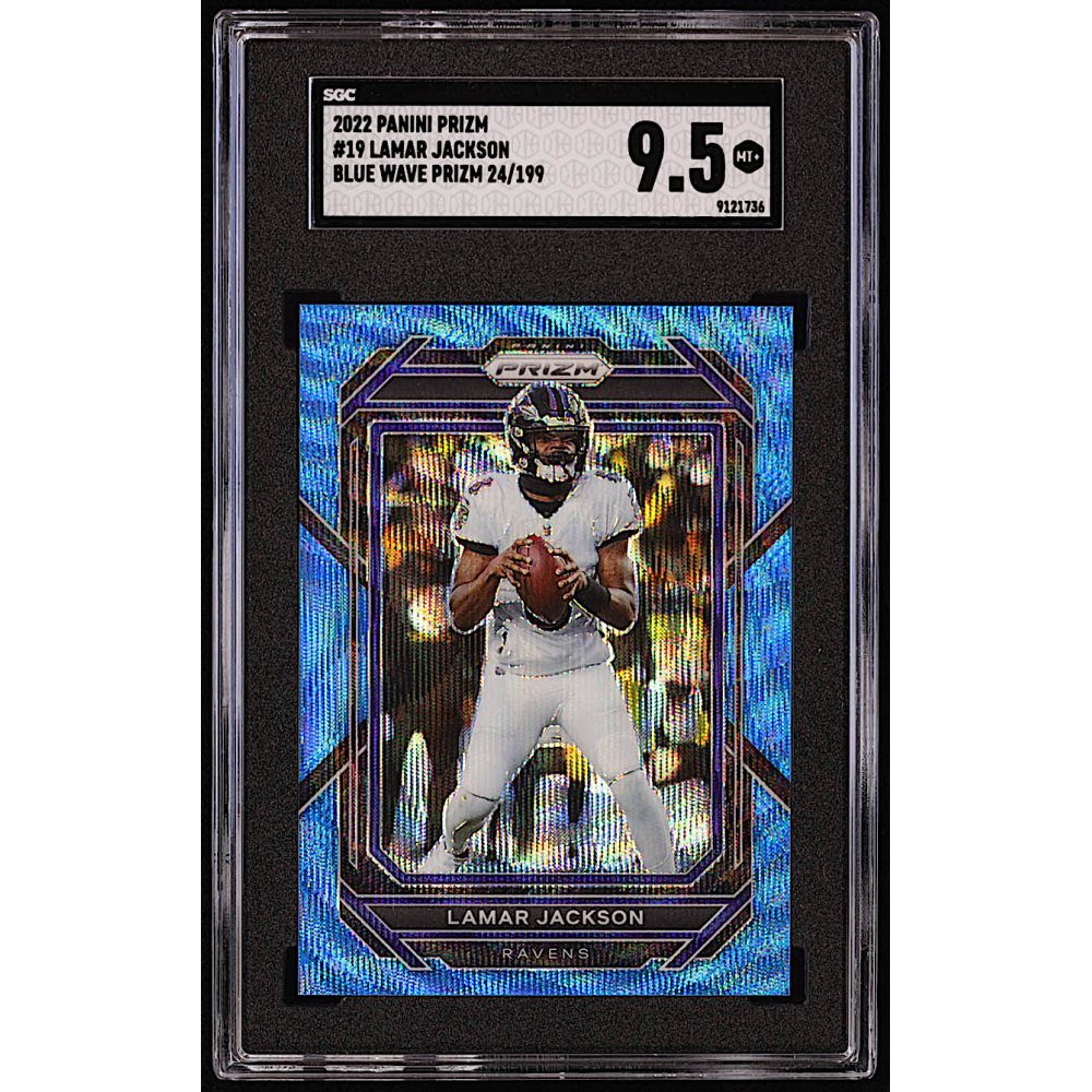 Lamar Jackson 2022 Panini Prizm Prizms Blue Wave #19 #024/199 (SGC 9.5 ...