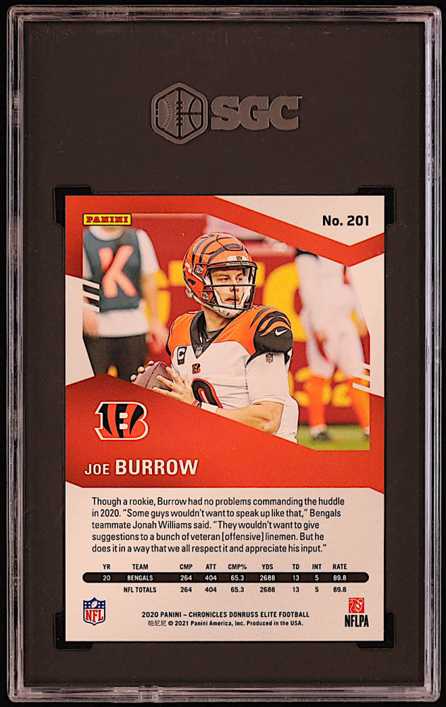 Joe Burrow 2020 Elite #201 Chronicles #773/899 RC (SGC 10) | Pristine ...