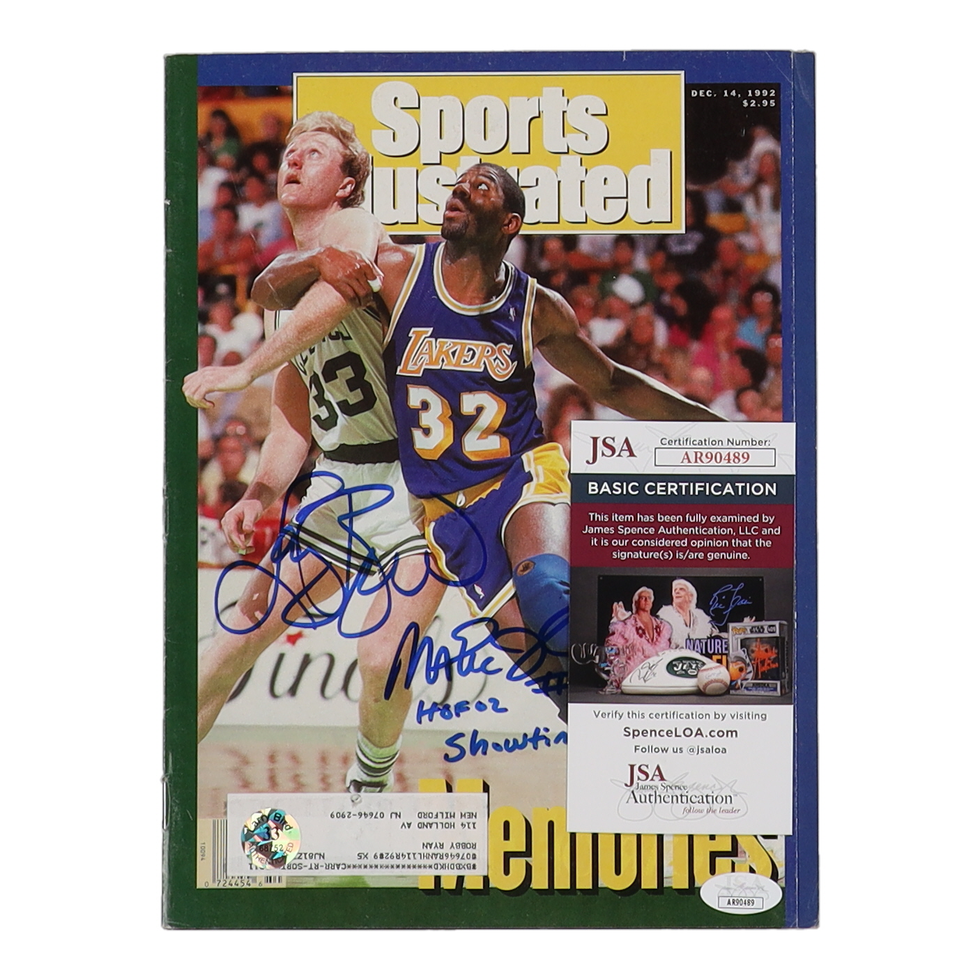 Magic Johnson & Larry Bird Signed 1992 Sports Illustrated Magazine ...