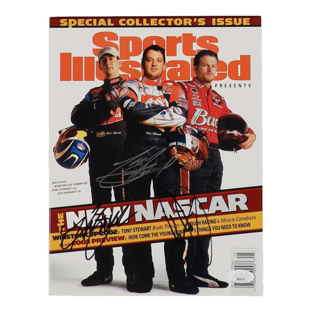 Tony Stewart, Dale Earnhardt Jr. & Kurt Busch Signed 2003 Sports Illustrated Magazine (JSA ...