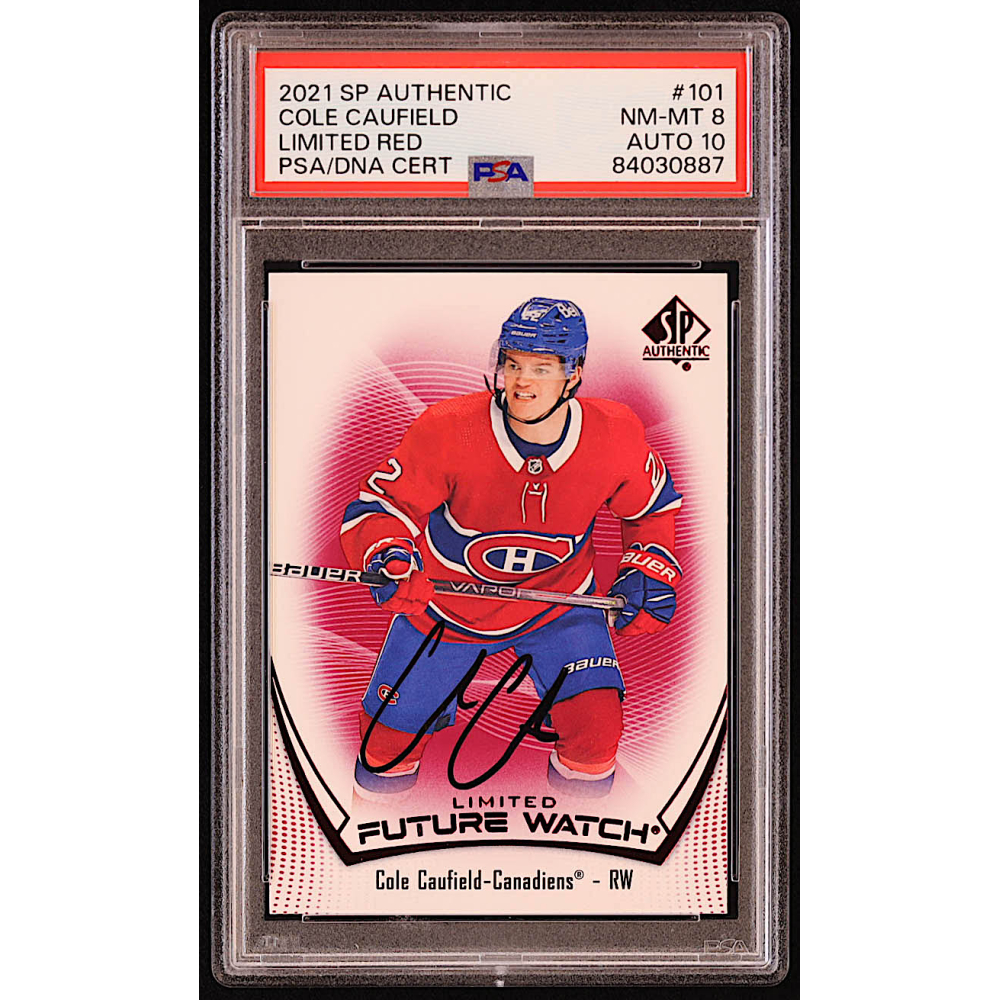 Cole Caufield Signed 2021-22 SP Authentic Limited Red #101 FW RC (PSA ...
