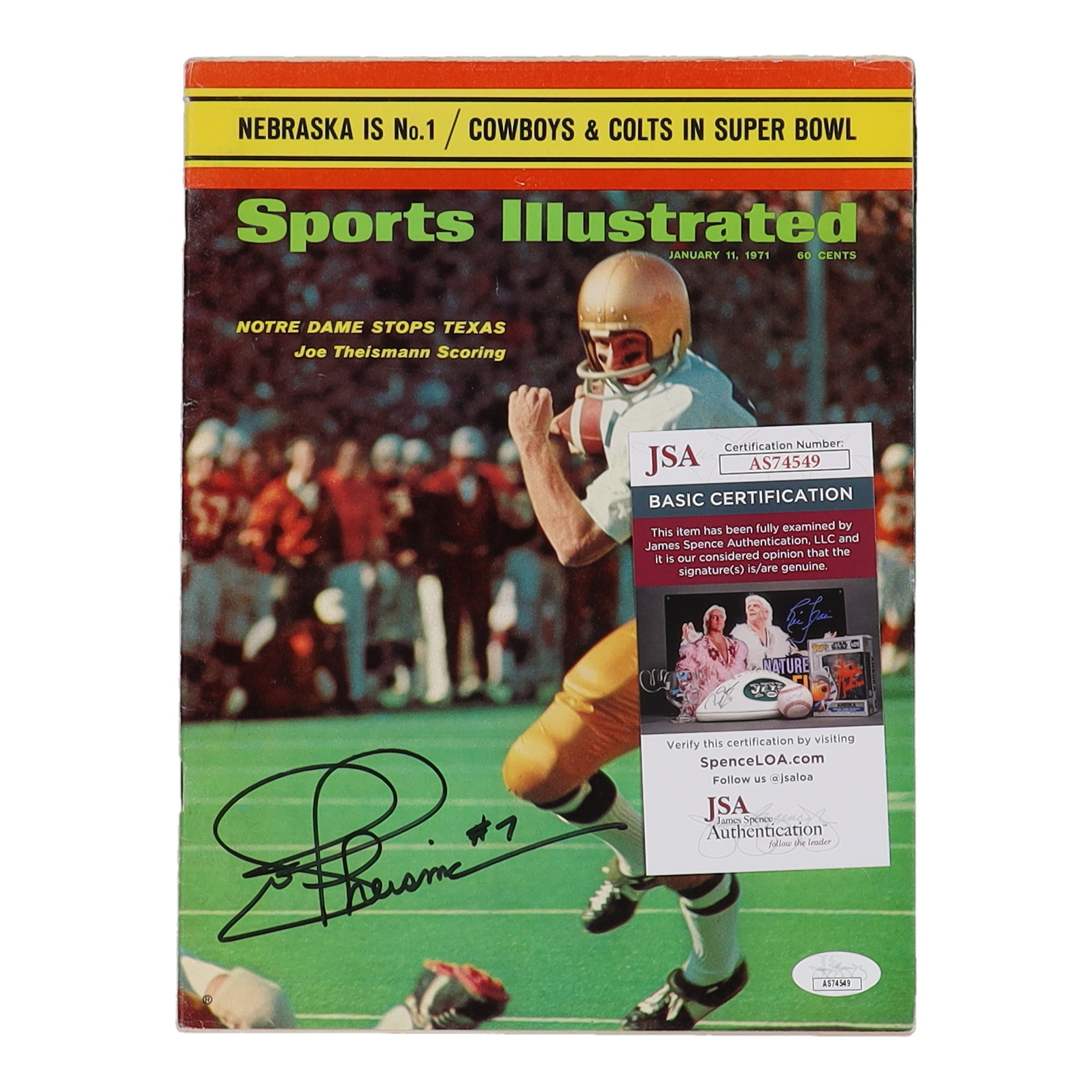 Joe Theismann Signed 1971 Sports Illustrated Magazine (JSA) | Pristine ...