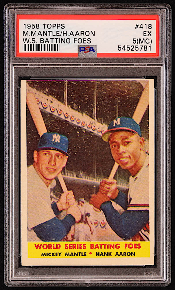 Mickey Mantle / Hank Aaron 1958 Topps #418 World Series Batting Foes ...