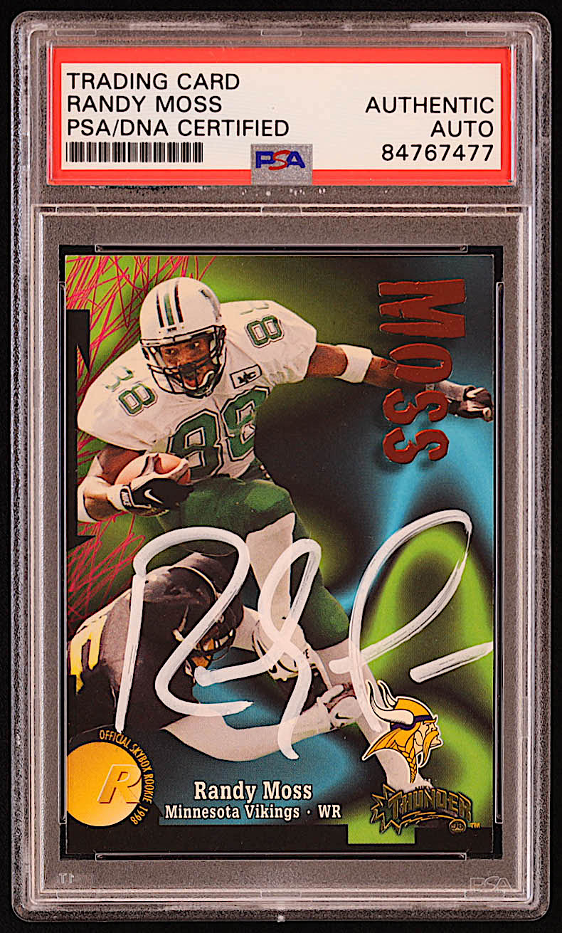 Randy Moss Signed 1998 SkyBox Thunder #242 RC (PSA) | Pristine Auction