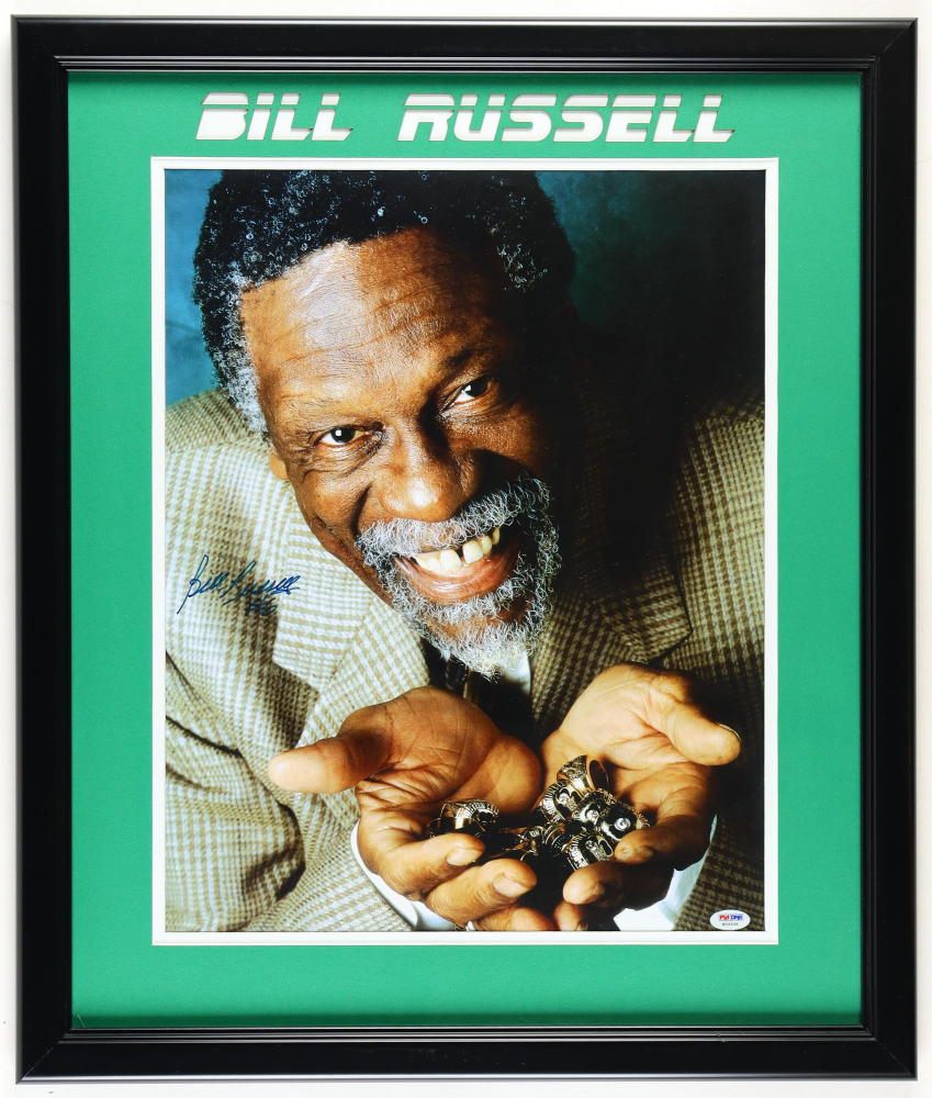 Bill Russell Signed Celtics Custom Framed Photo Display (PSA ...