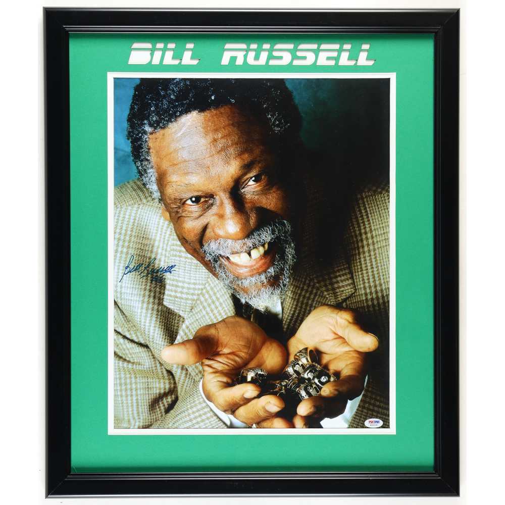 Bill Russell Signed Celtics Custom Framed Photo Display (PSA ...