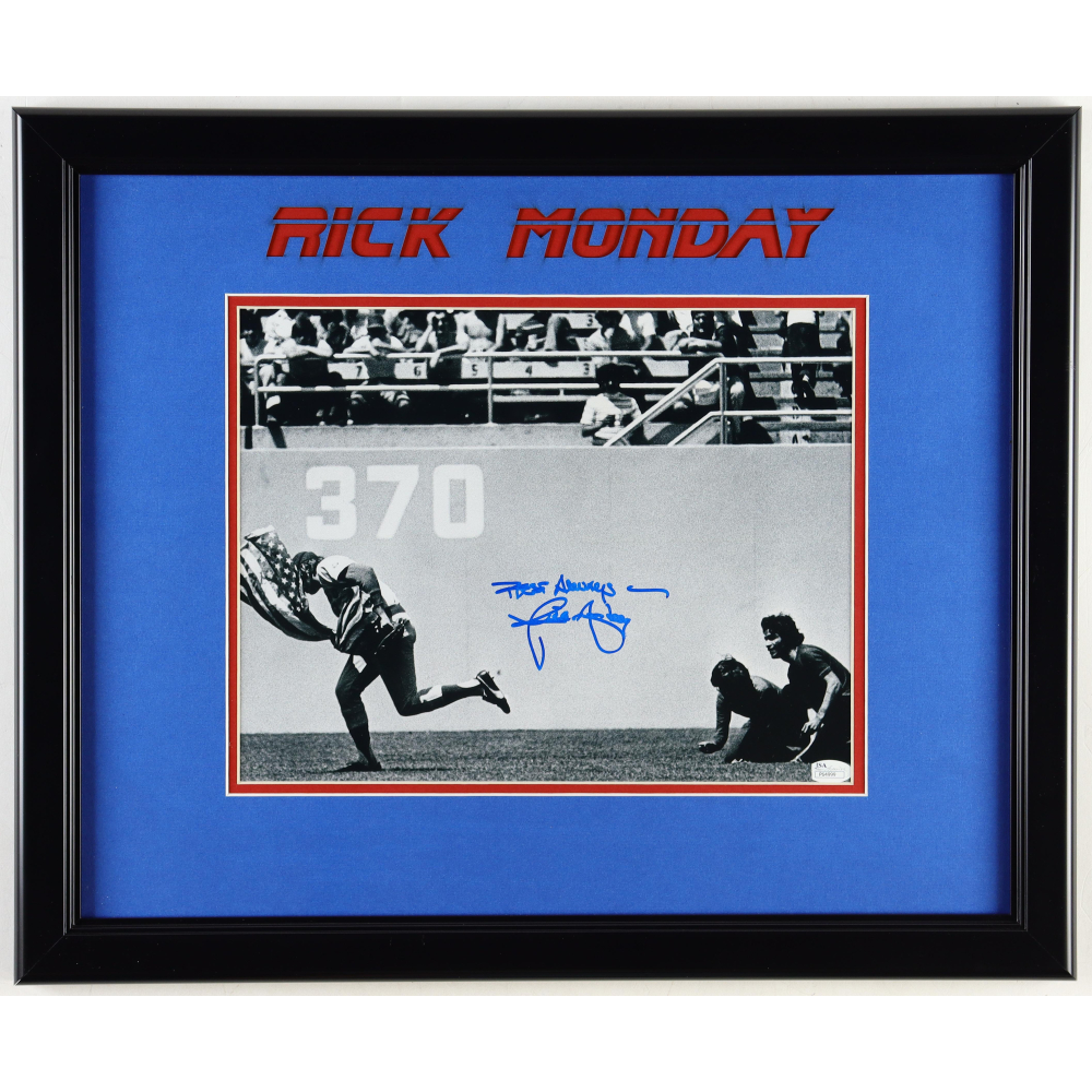 Rick Monday Signed Dodgers Custom Framed Photo Inscribed "Best Always ...