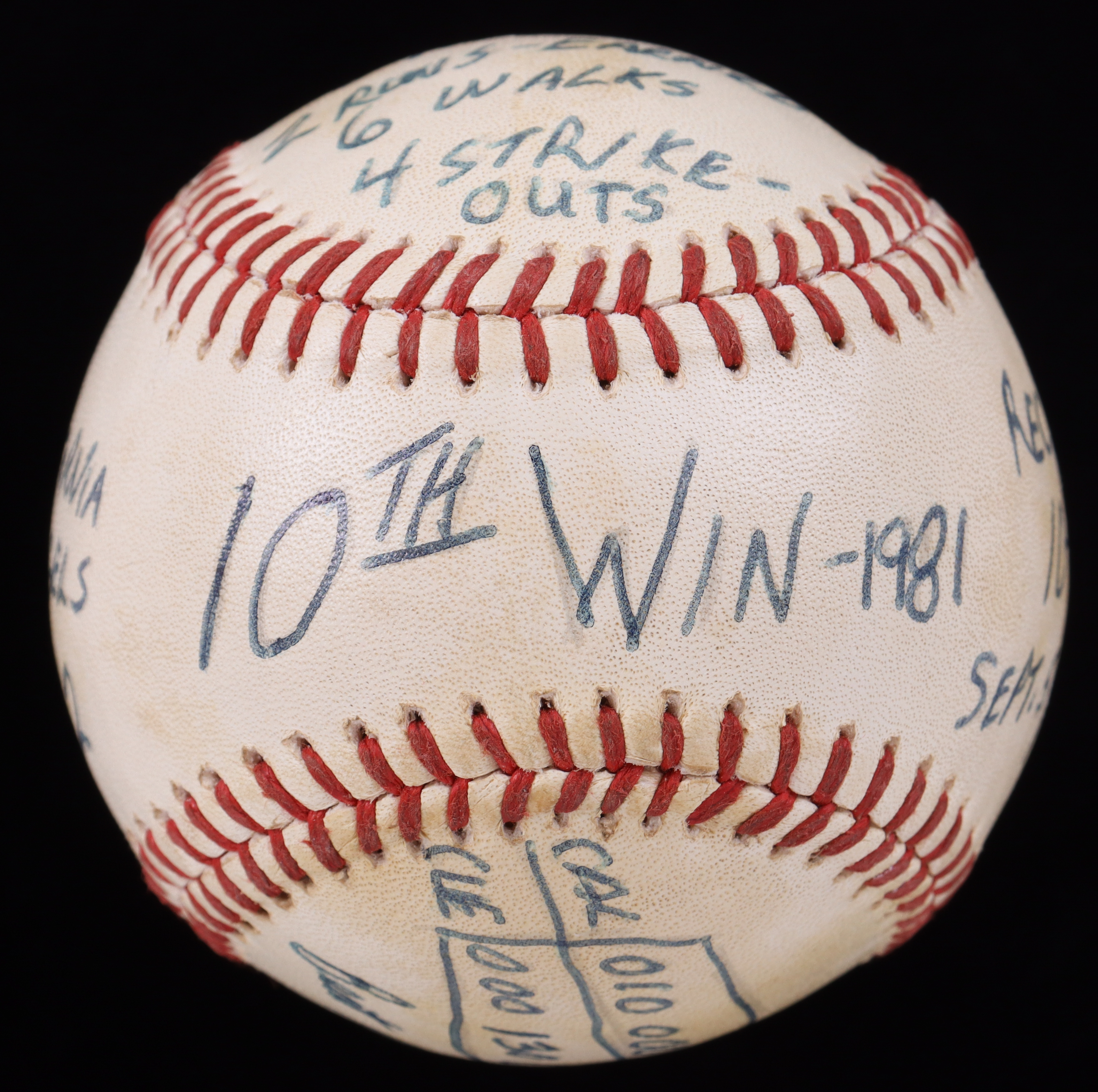 Bert Blyleven Game-Used Hand-Written Stat Baseball from 1981 for 10th ...