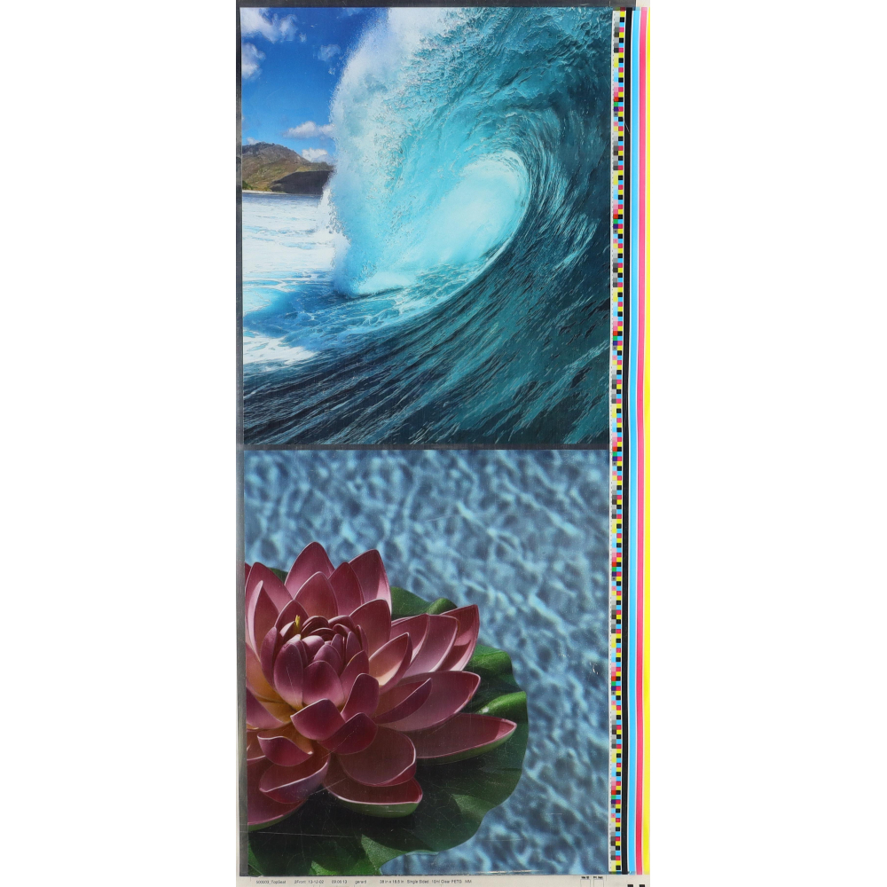 18.5x38 Textured Laminated Print with Lotus & Wave | Pristine Auction