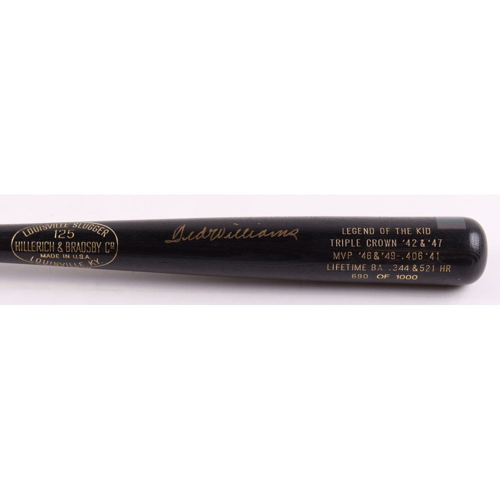 Ted Williams Signed LE Louisville Slugger Hillerich & Bradsby Baseball ...