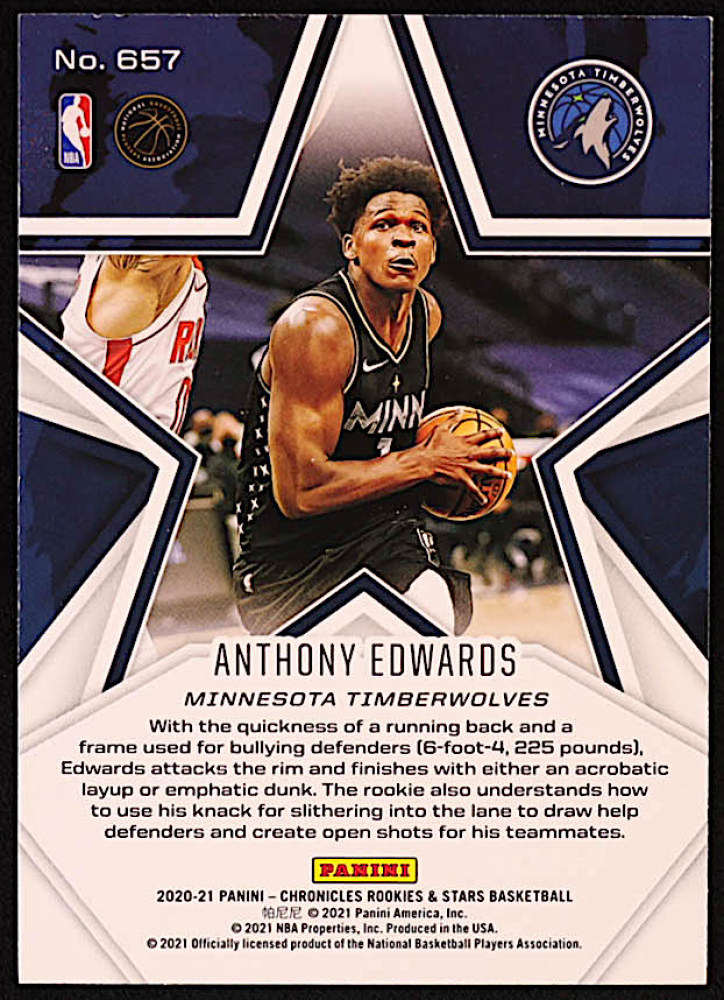 Anthony Edwards 2020-21 Panini Chronicles #657 RC / Rookies and Stars ...