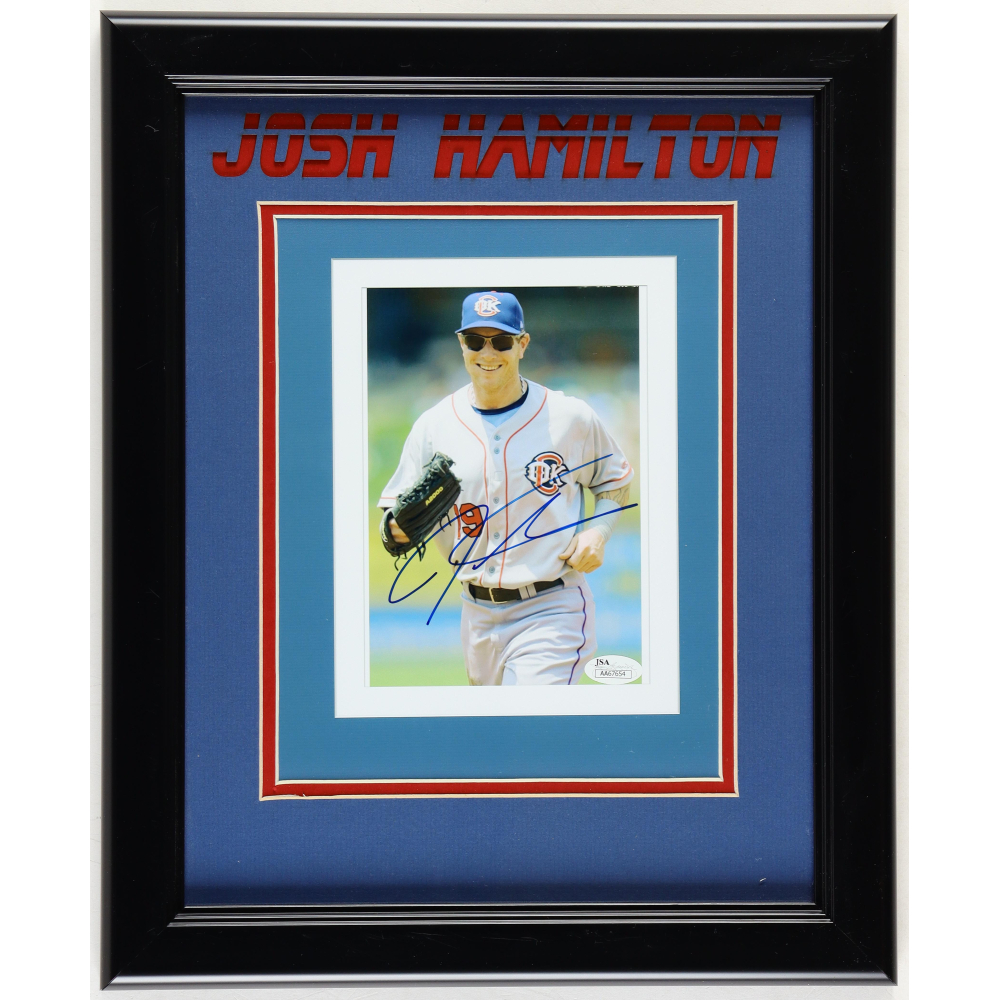 Josh Hamilton Signed Oklahoma City Redhawks Custom Framed Photo Display ...
