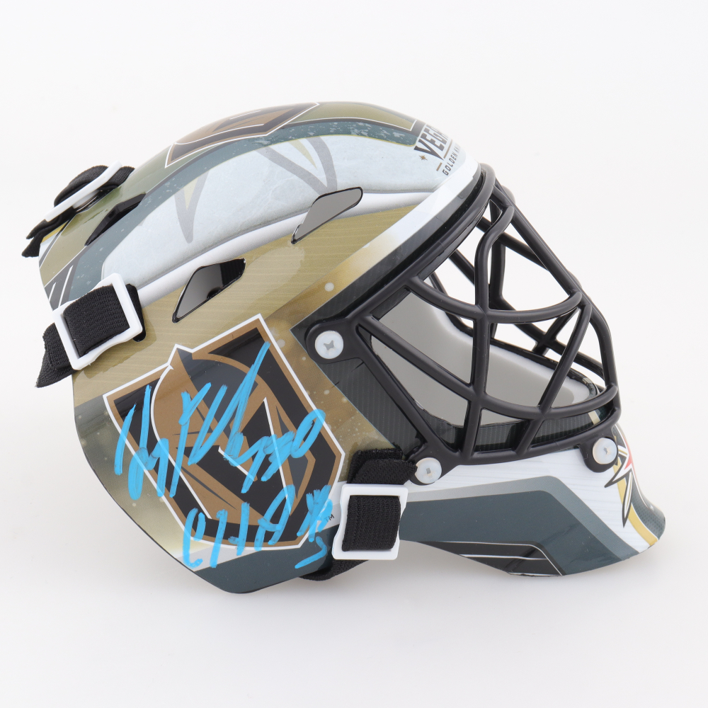 Jiri Patera Signed Golden Knights Mini Goalie Helmet Inscribed "Champs ...