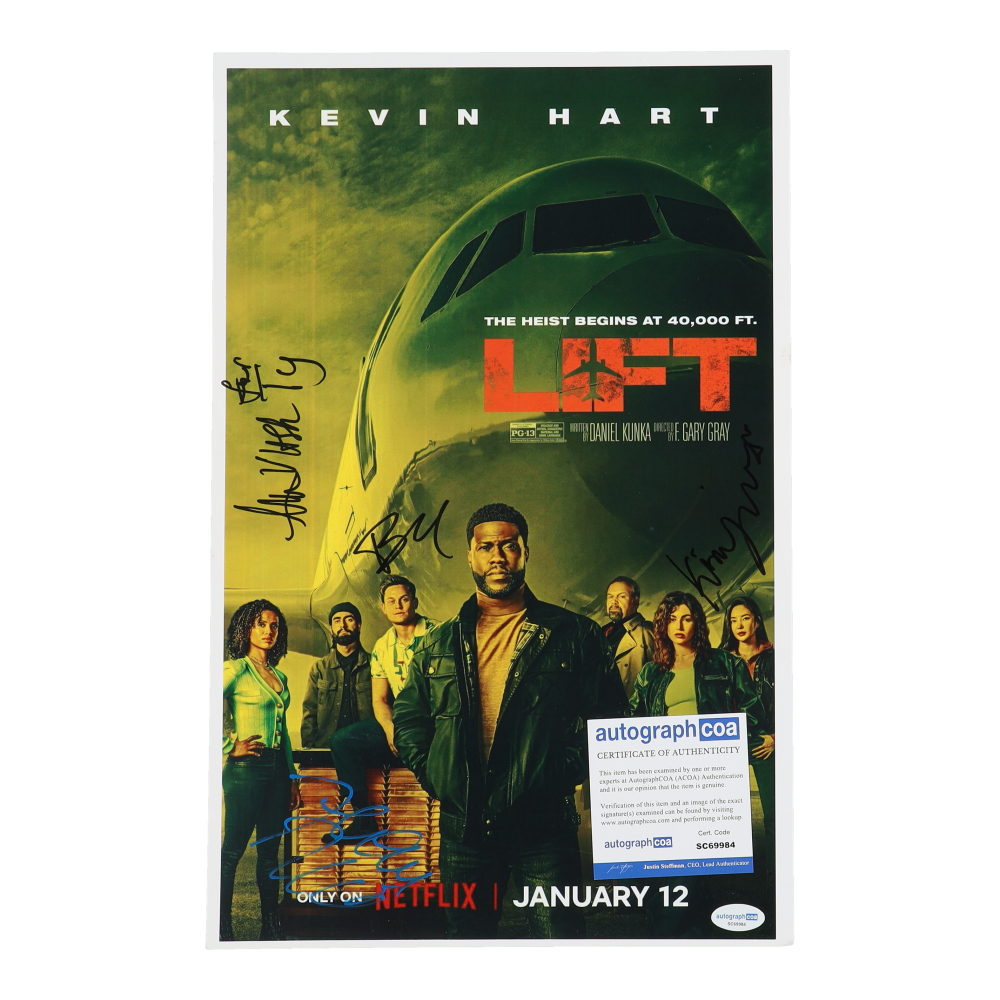 Billy Magnussen, Jean Reno, Kim Yoon-ji & Viveik Kalra Signed "Lift ...