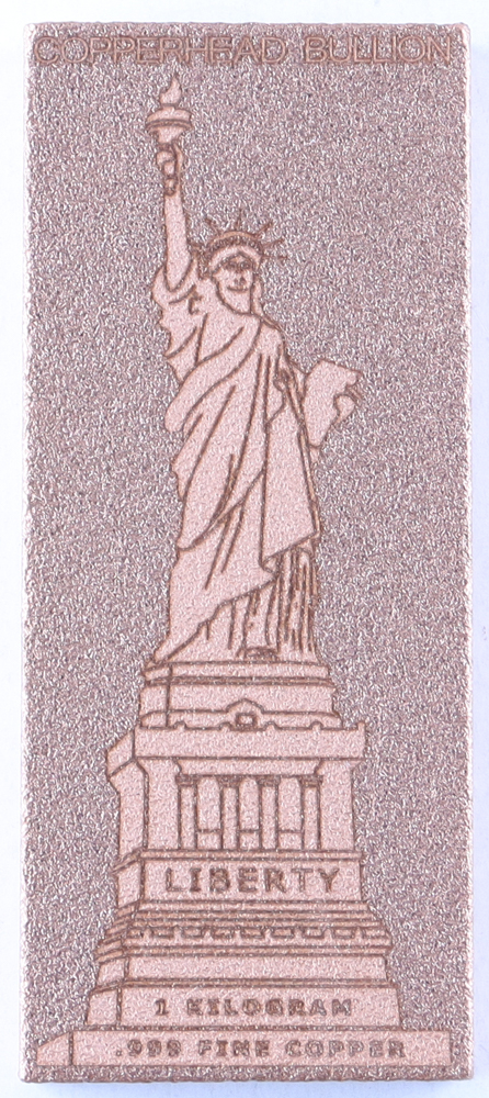 One Kilo .999 Fine Copper "Statue Of Liberty" Copperhead Bullion Bar ...