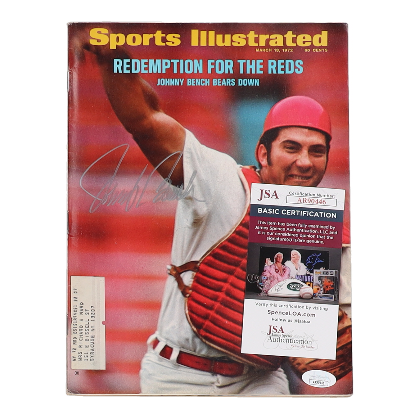 Johnny Bench Signed 1972 Sports Illustrated Magazine (JSA) | Pristine ...
