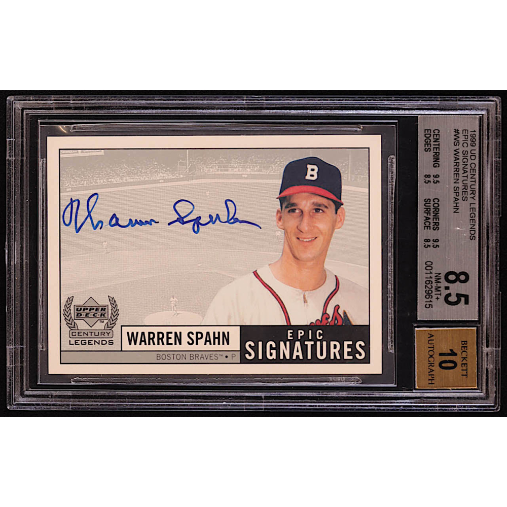 Warren Spahn 1999 Upper Deck Century Legends Epic Signatures #WS (BGS 8 ...