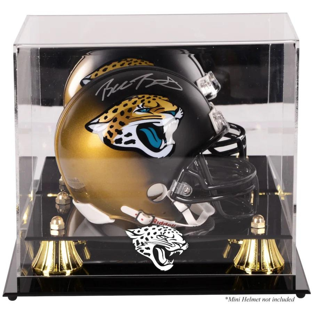 Jaguars Logo Mini Helmet Base & Gold Risers Base Mirrored Display Case ...