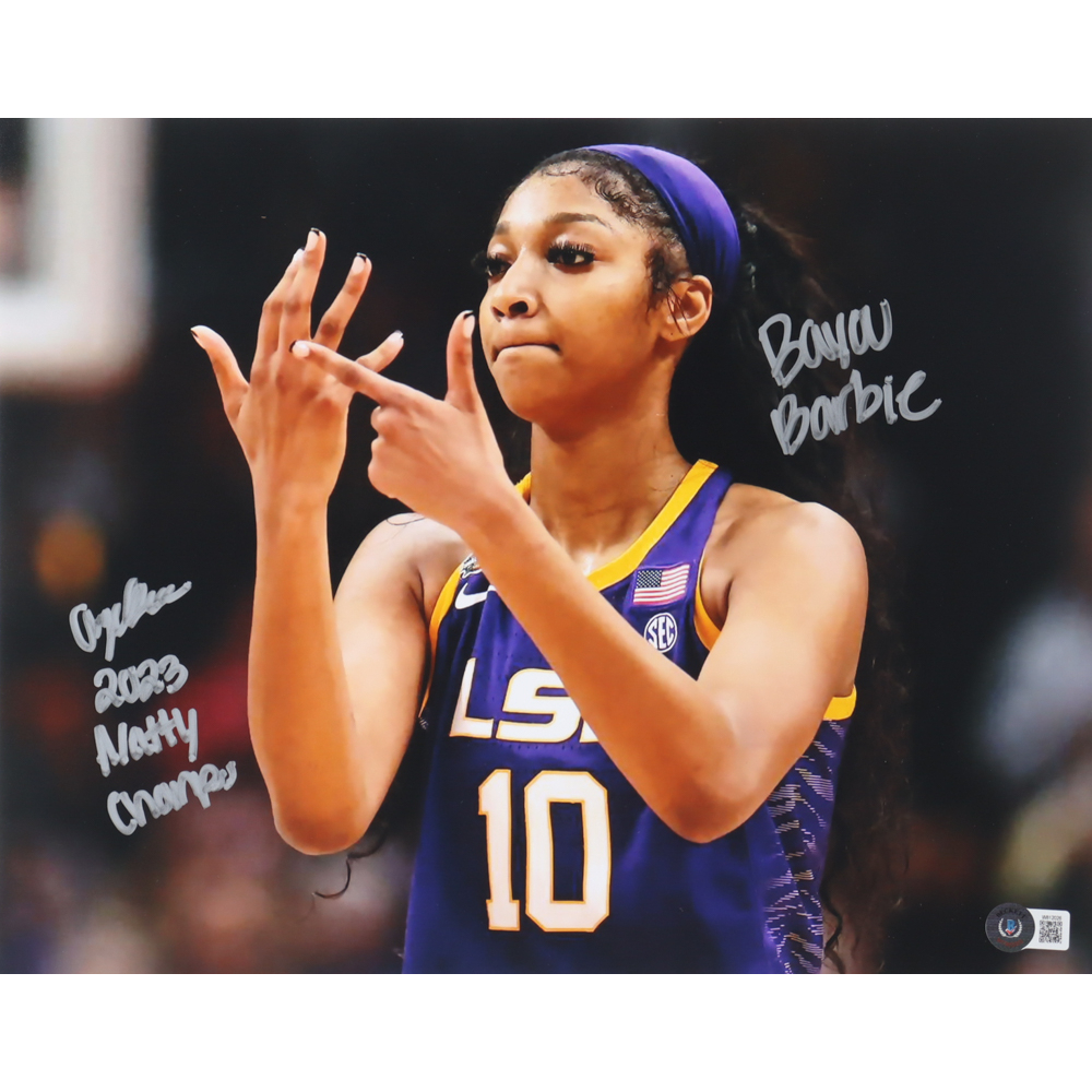 Angel Reese Signed LSU Tigers 11x14 Photo Inscribed "2023 Natty Champs ...