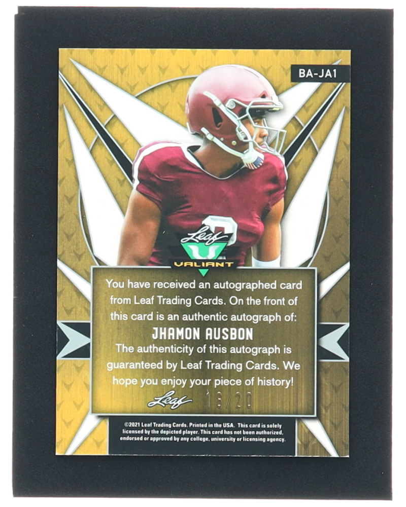 Jhamon Ausbon 2021 Leaf Valiant Platinum Blue #BAJA1 RC #16/20 ...