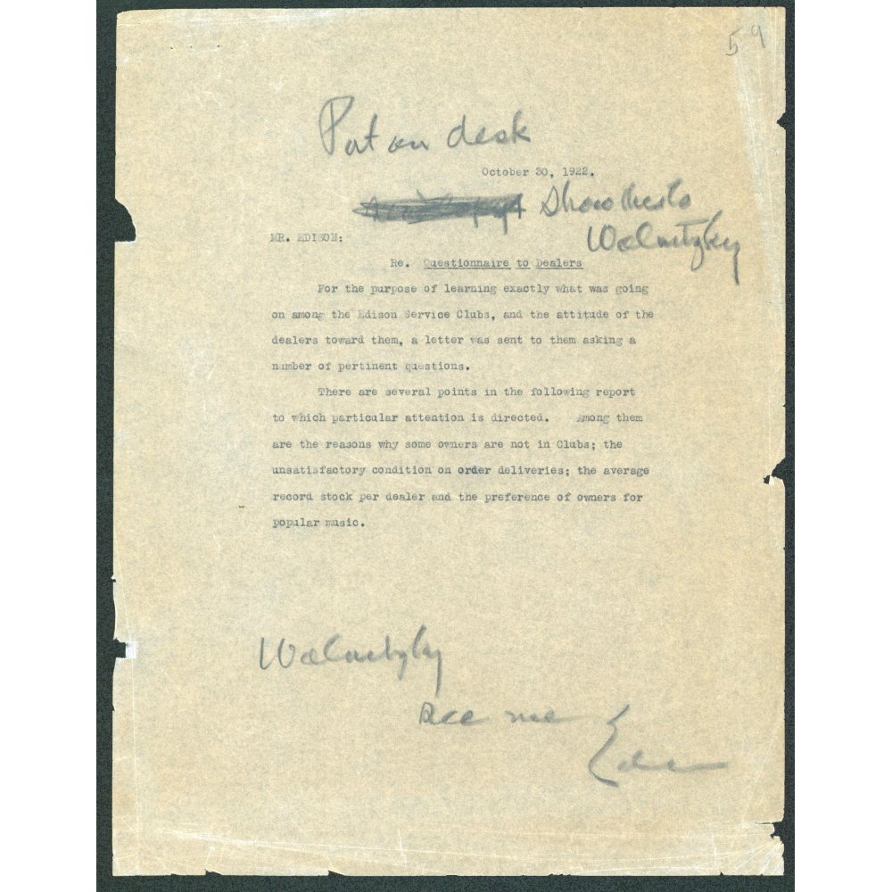 Thomas Edison Signed 1922 8.5x11 Letter (Beckett) | Pristine Auction