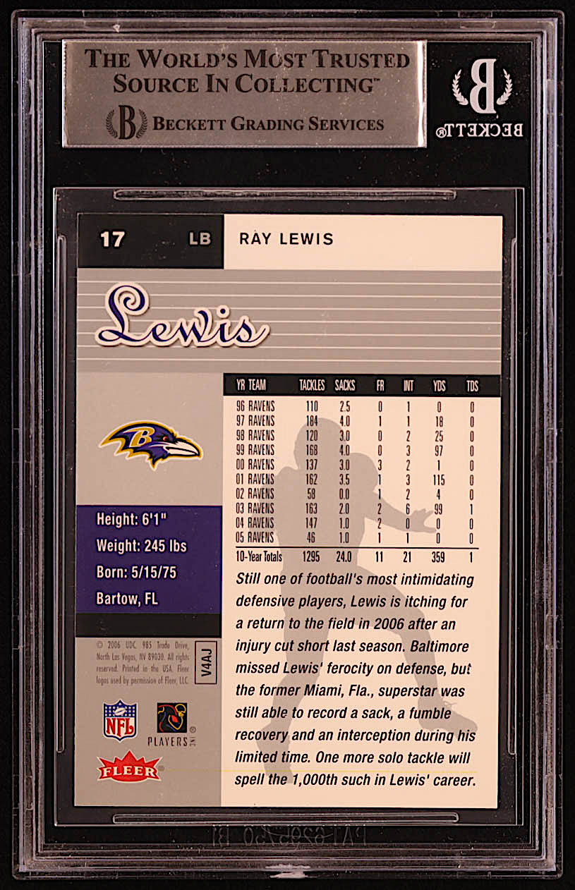 Ray Lewis Signed 2006 Ultra #17 (BGS) | Pristine Auction